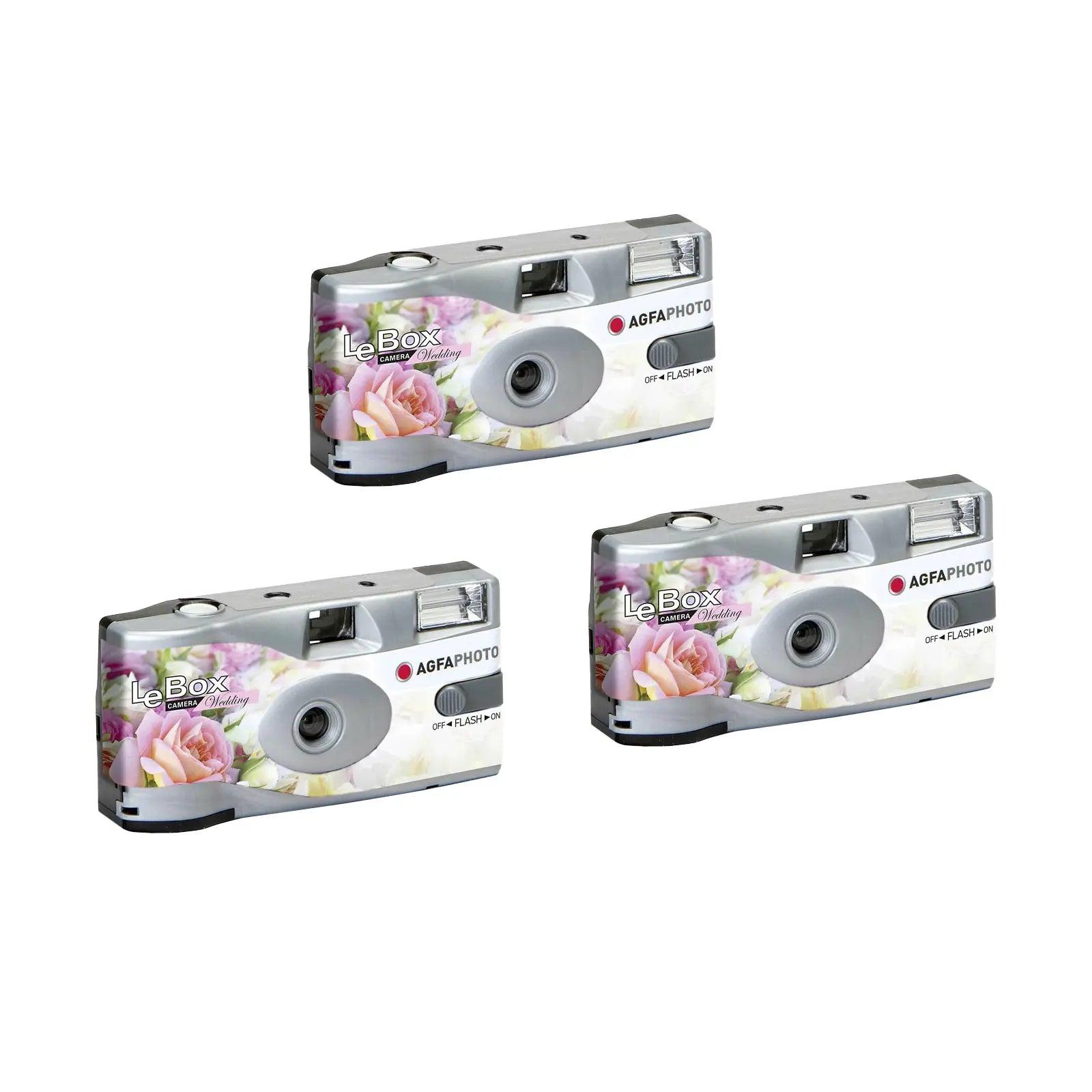 3 x AgfaPhoto LeBox 400 Wedding Disposable Camera - 27 exposures