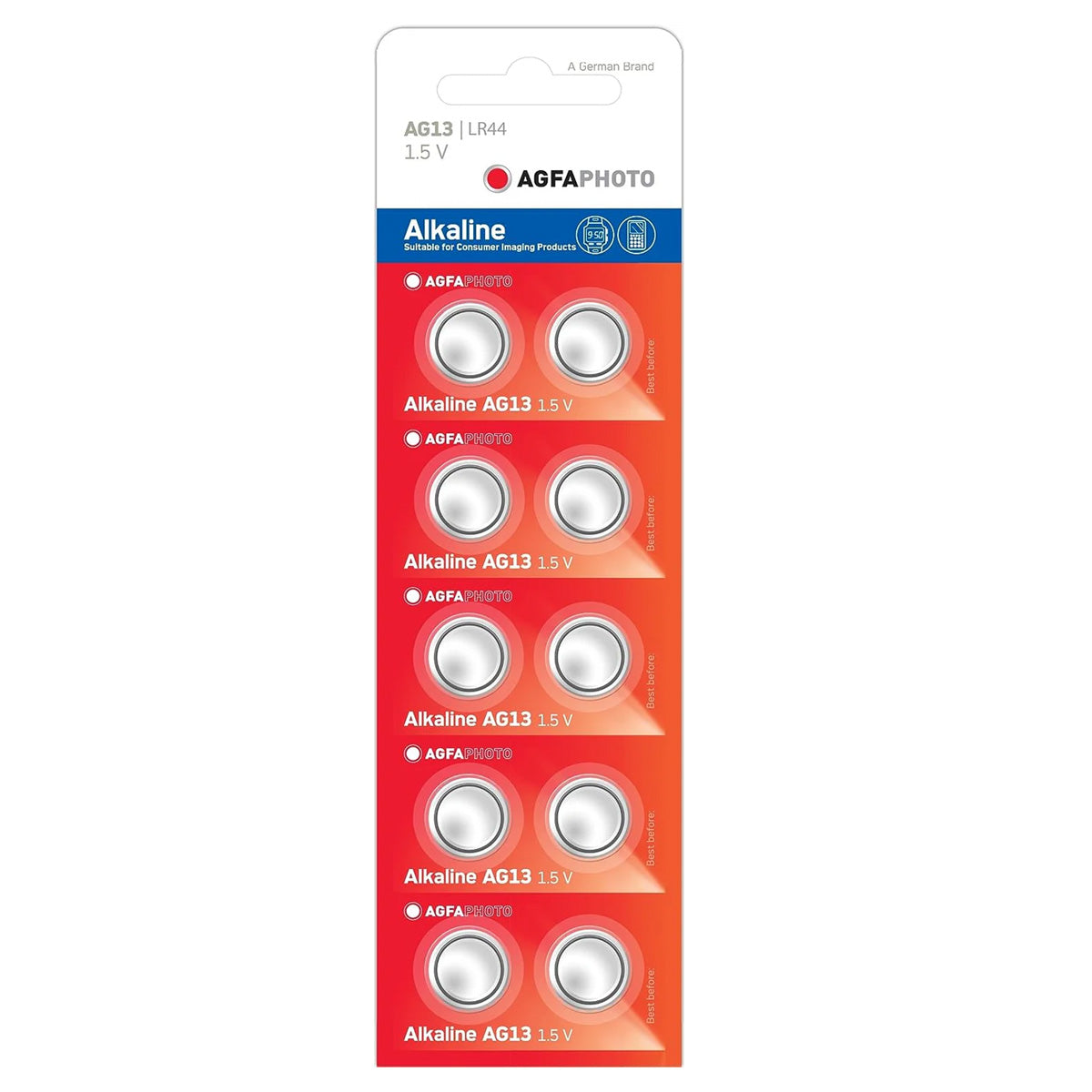 AgfaPhoto LR44 Alkaline Batteries (A76) – Pack of 10